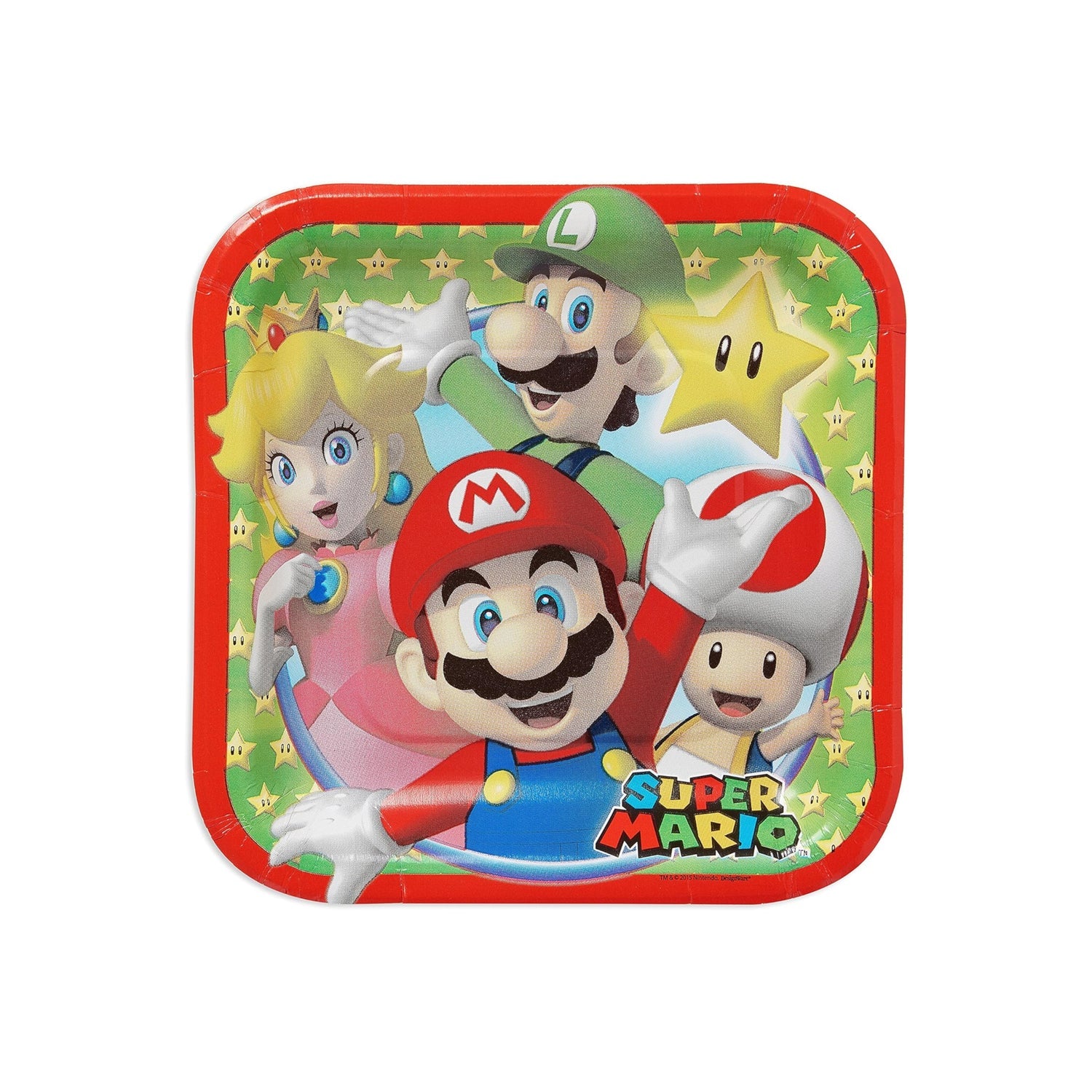 Super Mario 18cm Square Paper Party Plates Tableware Pack of 8 ...