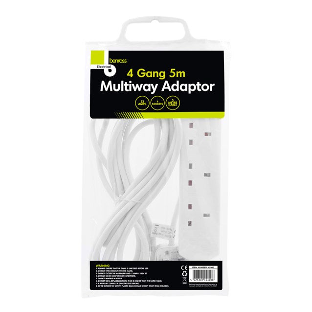 4 Way 5M Extension Lead - 13A – Coopers Of Barnet