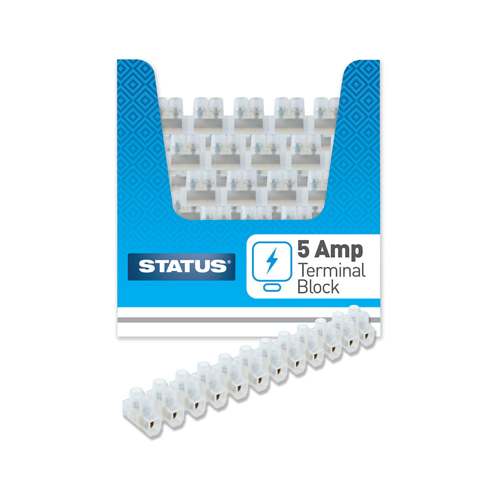 5 amp - Terminal Block - Clear - "bulk" - 12 blocks per strip – Coopers ...