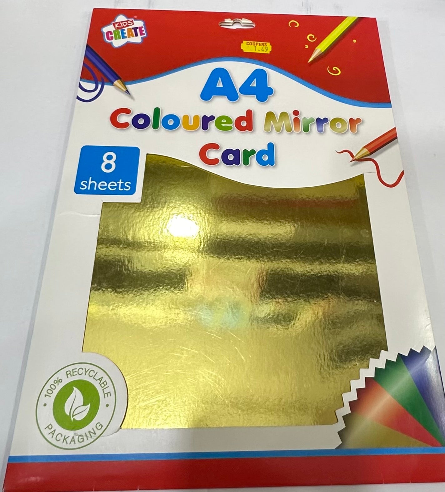 A4 Coloured Mirror Card – Coopers Of Barnet
