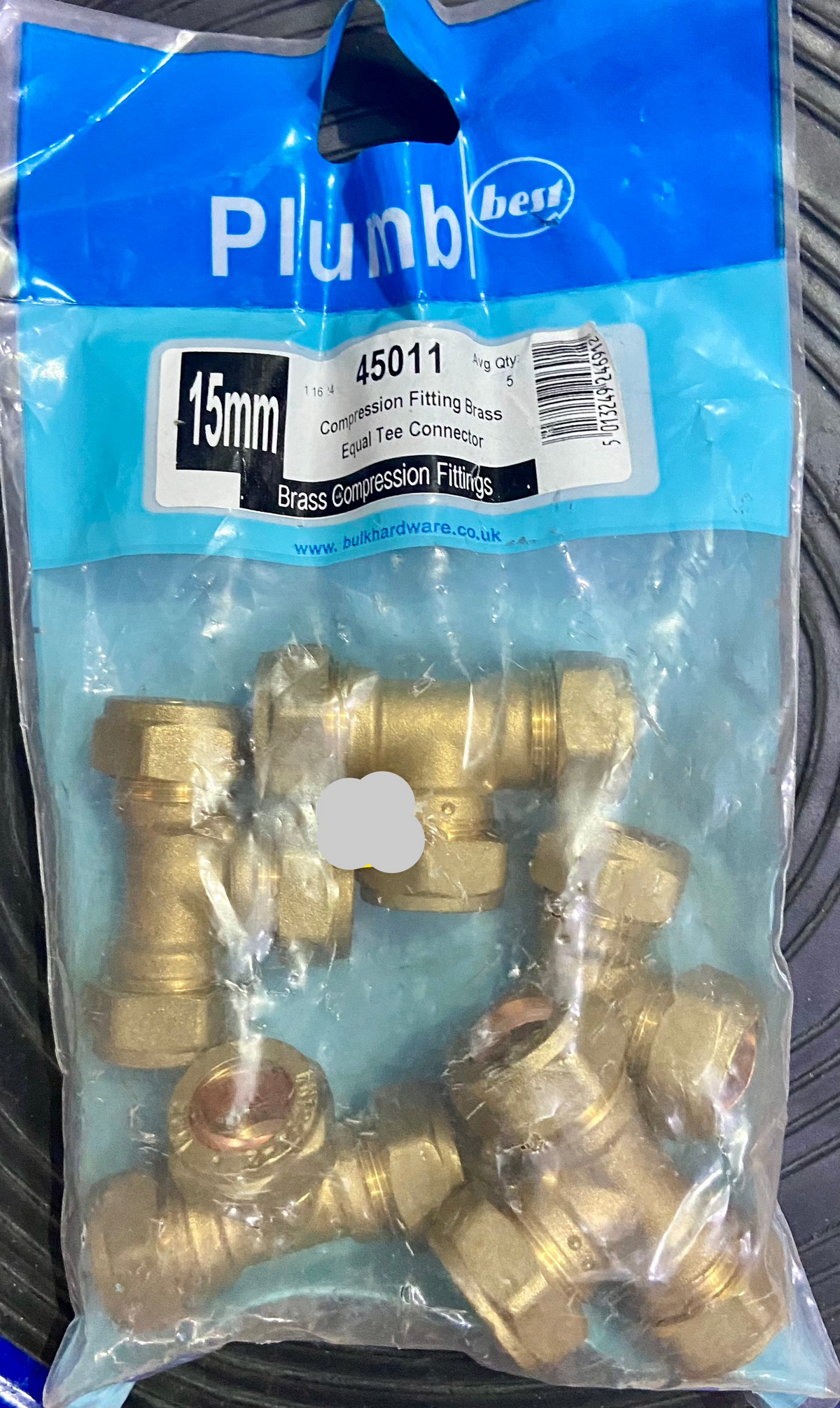 15mm COMPRESSION FITTING BRASS EQUAL TEE CONNECTOR — Coopers Of Barnet