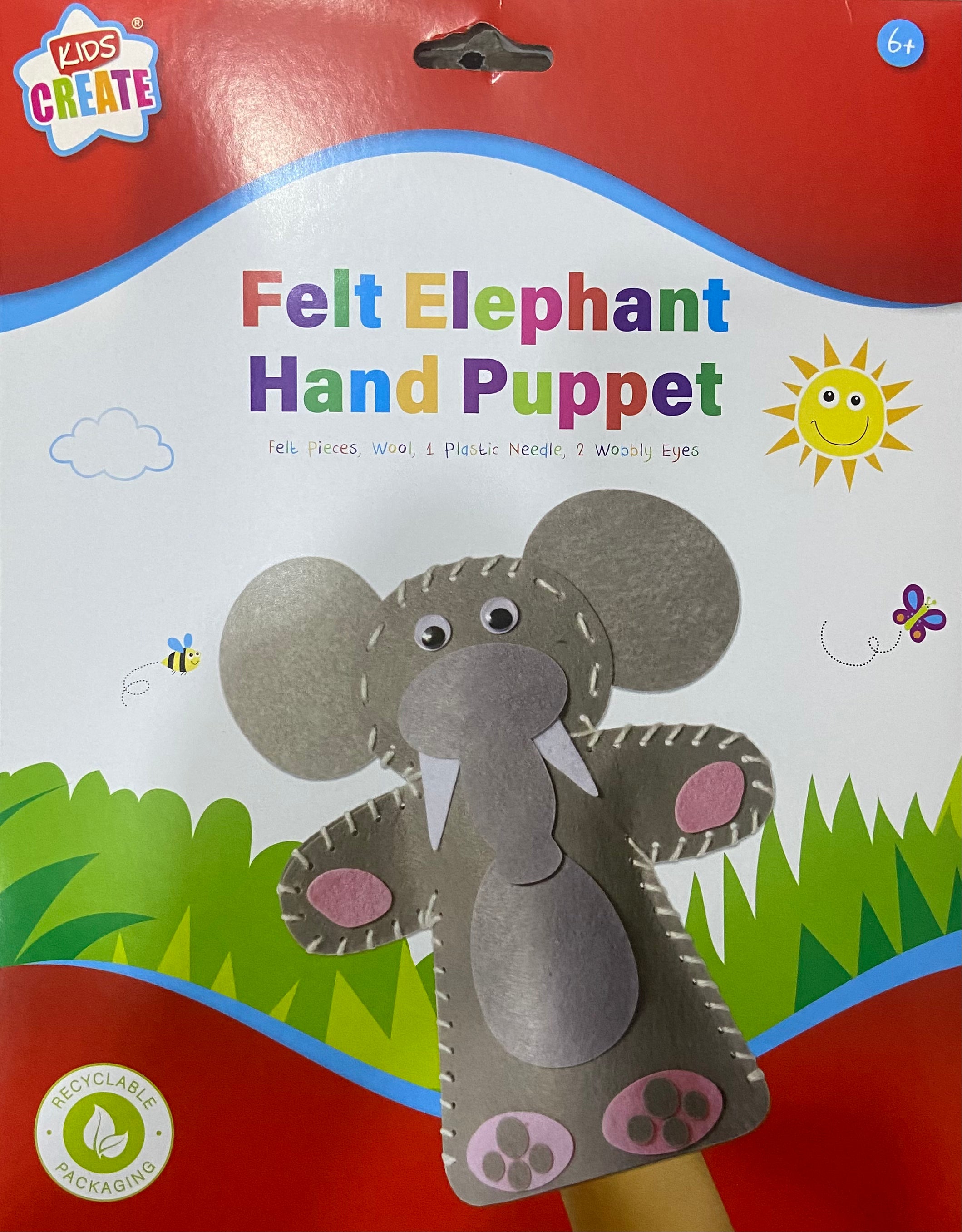 KID CREATE FELT ELEPHANT HAND PUPPET – Coopers Of Barnet