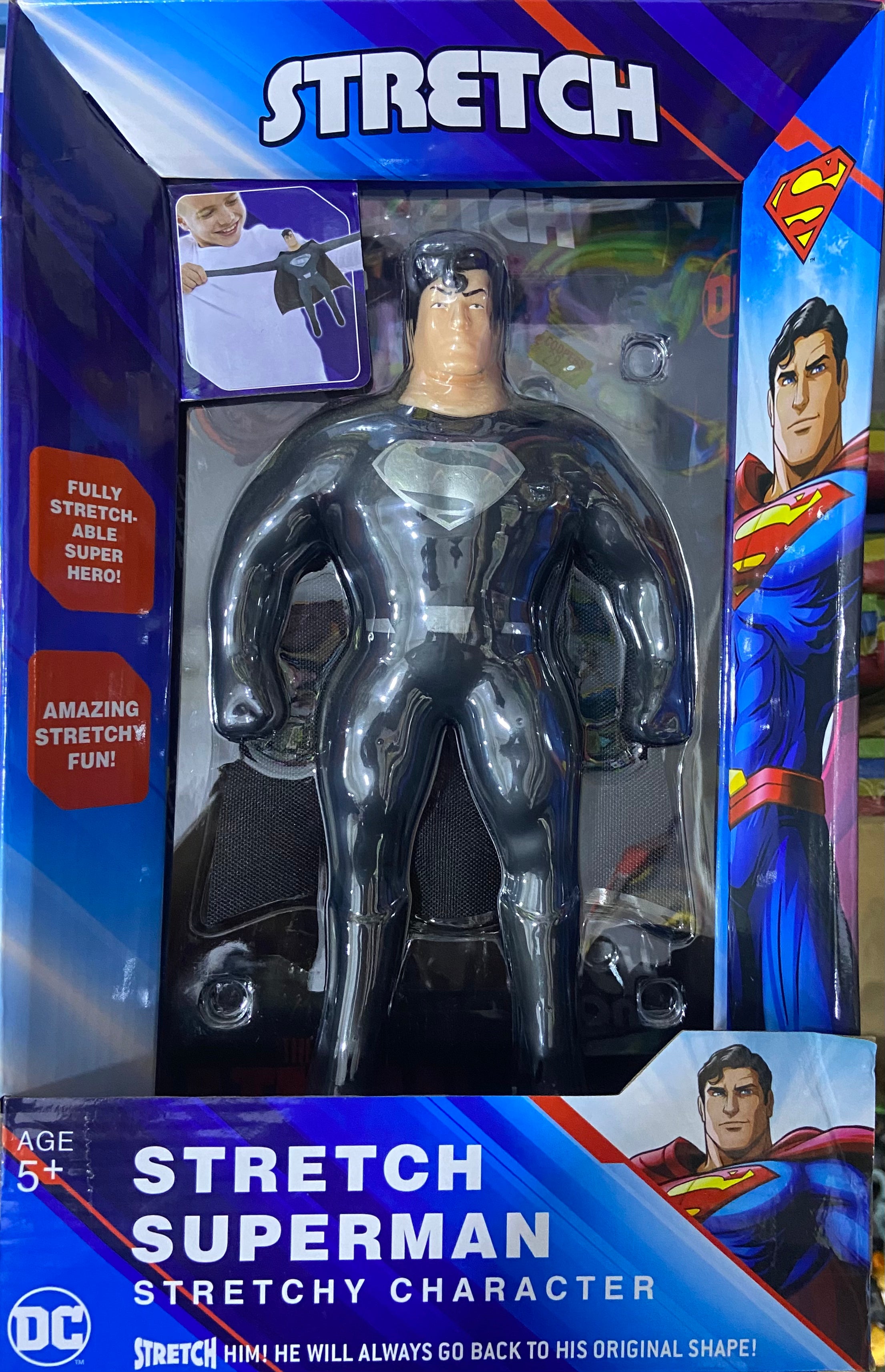 DC Comics Large Stretch SUPERMAN Action Figure Stretchable Kids Fun To ...