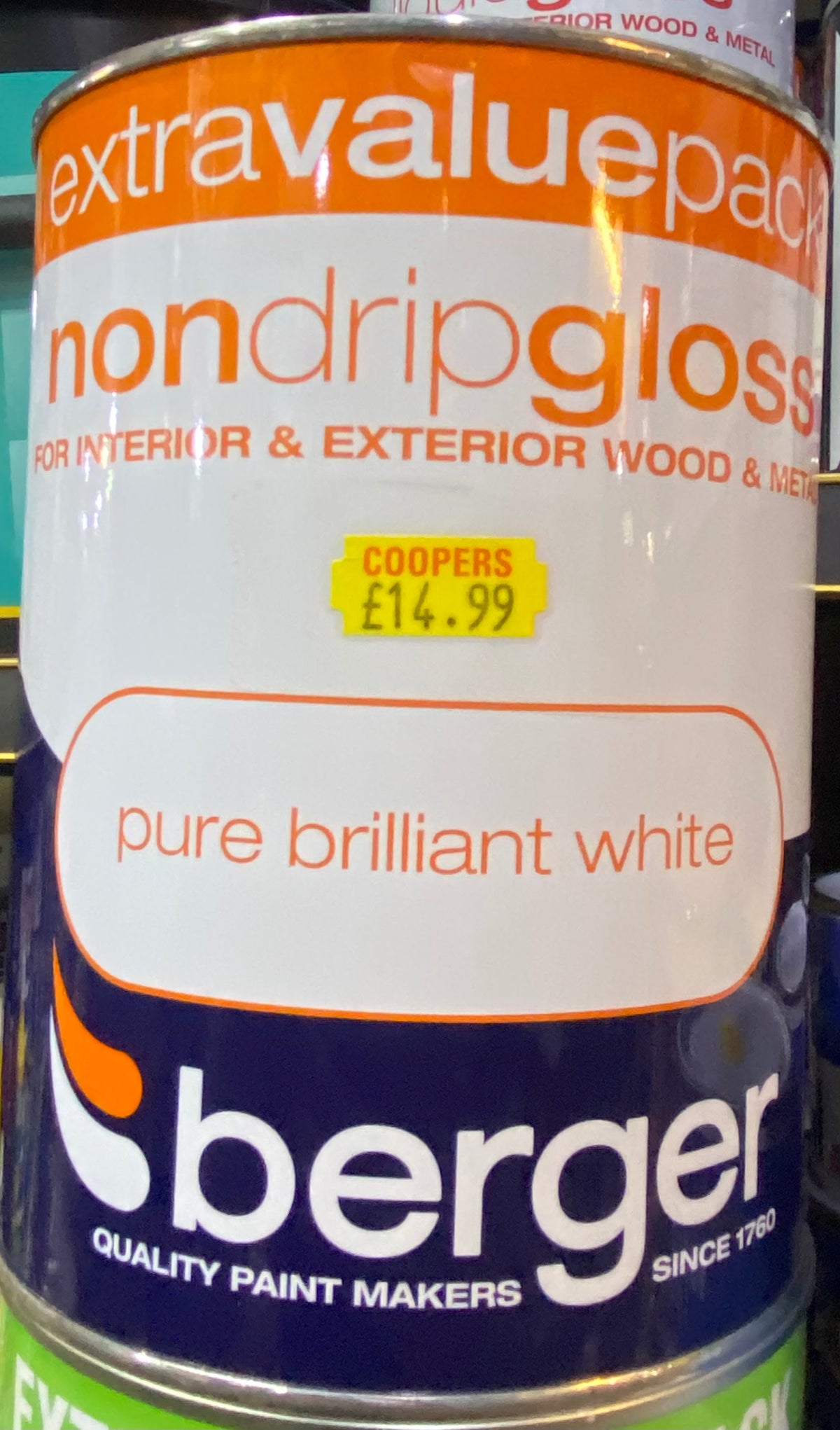 BERGER PURE BRILLIANT WHITE 1.25L — coopersofbarnett